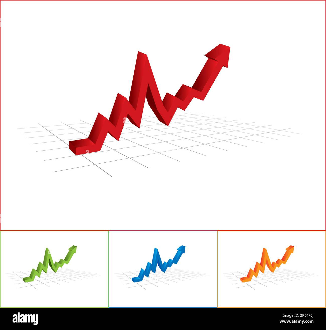 Business graph with arrow pointing to up on white background Stock ...