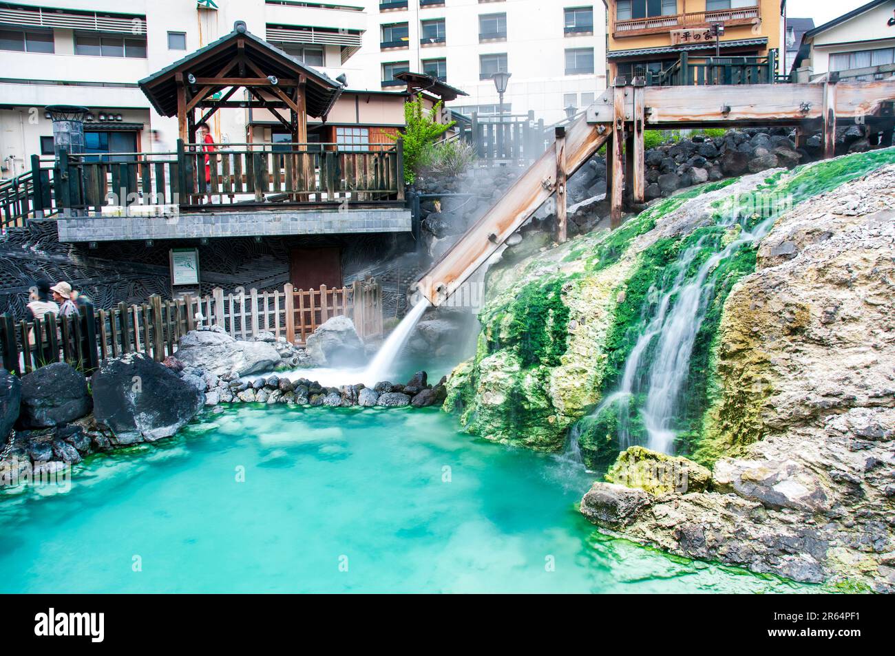 Kusatsu Onsen Yubatake and Onsen Street Stock Photo - Alamy