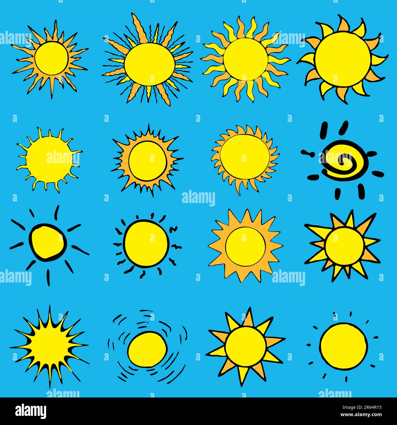 Set abstract SUN icons symbols comic vector illustration Stock Vector ...