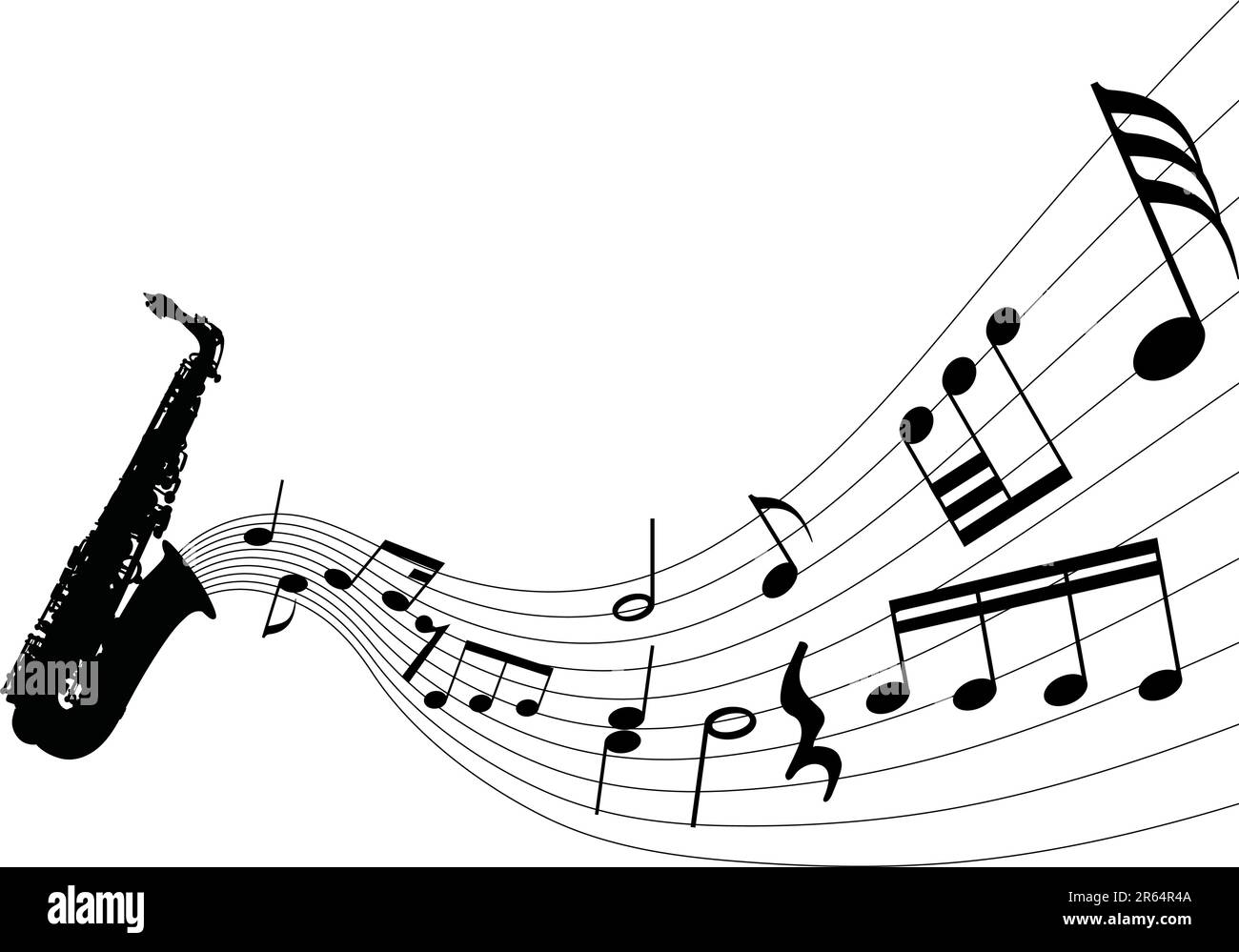 abstract music background with different notes and wind instrument ...