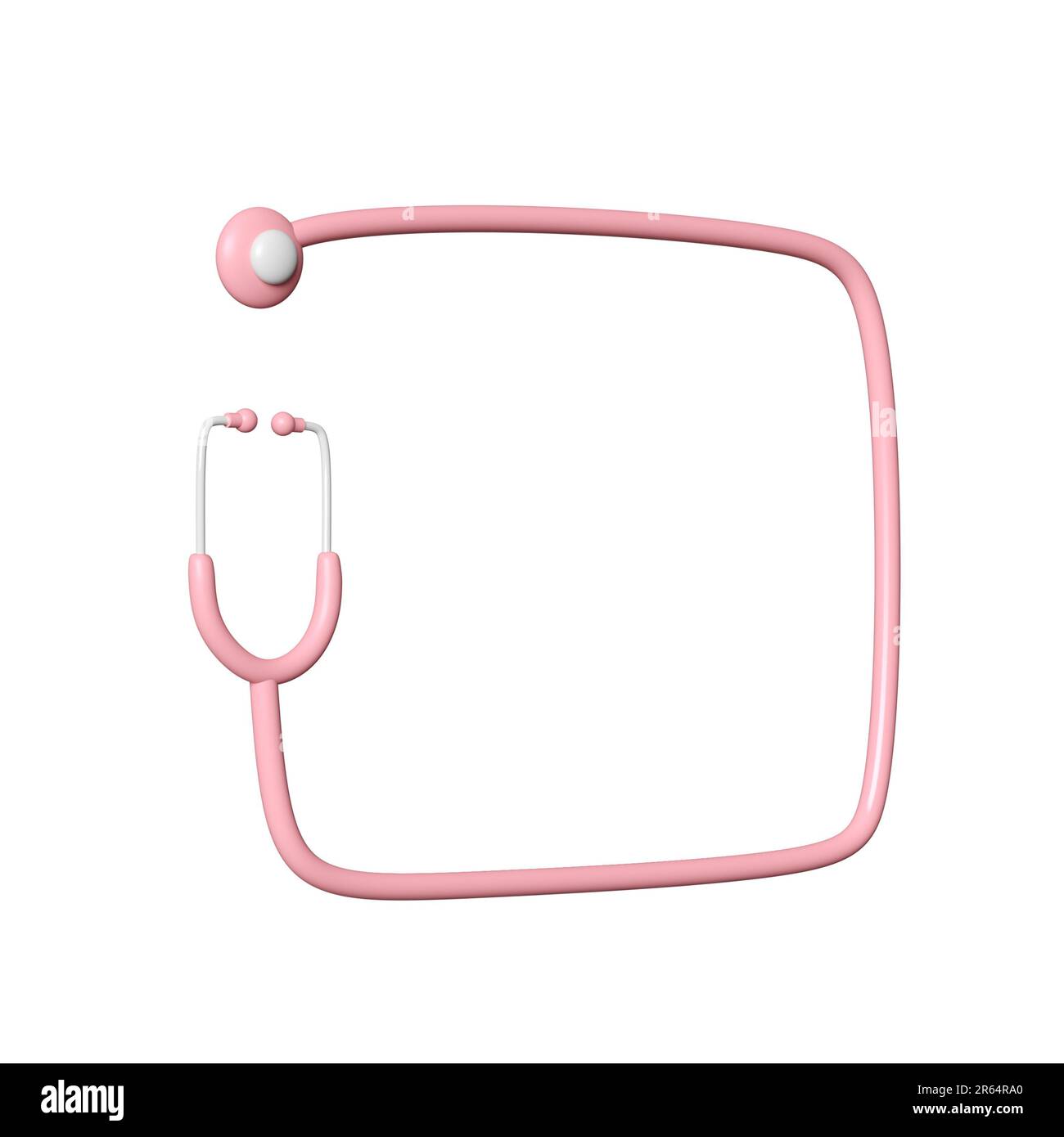 3d pink stethoscope icon frame. Rendering illustration of medical sign ...