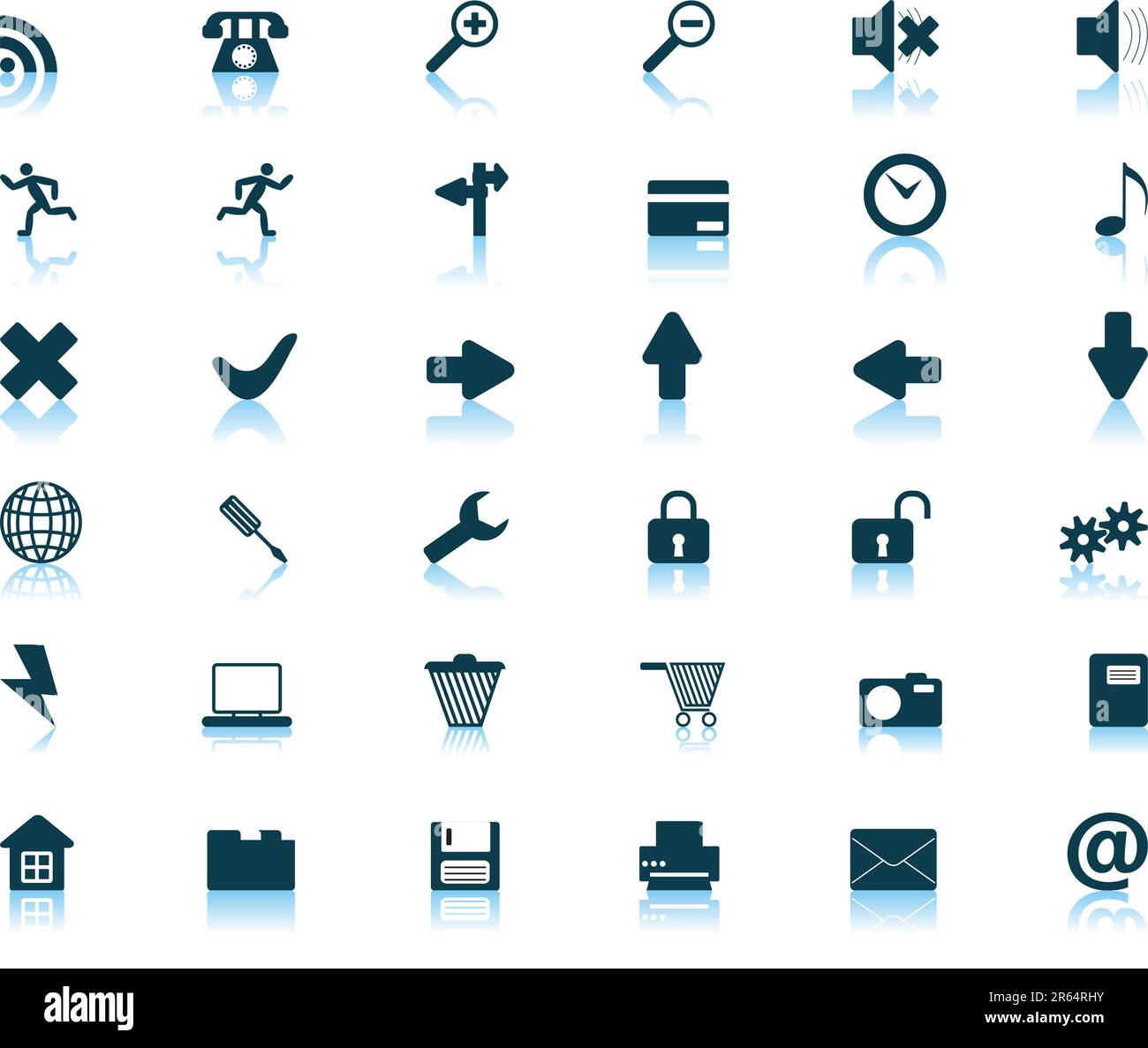 Biggest collection of different icons for using in web design Stock ...
