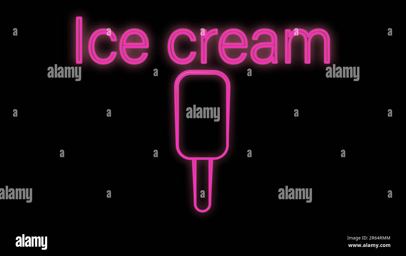 ice-cream bar neon sign. Dessert, cafe and food concept. Advertisement ...