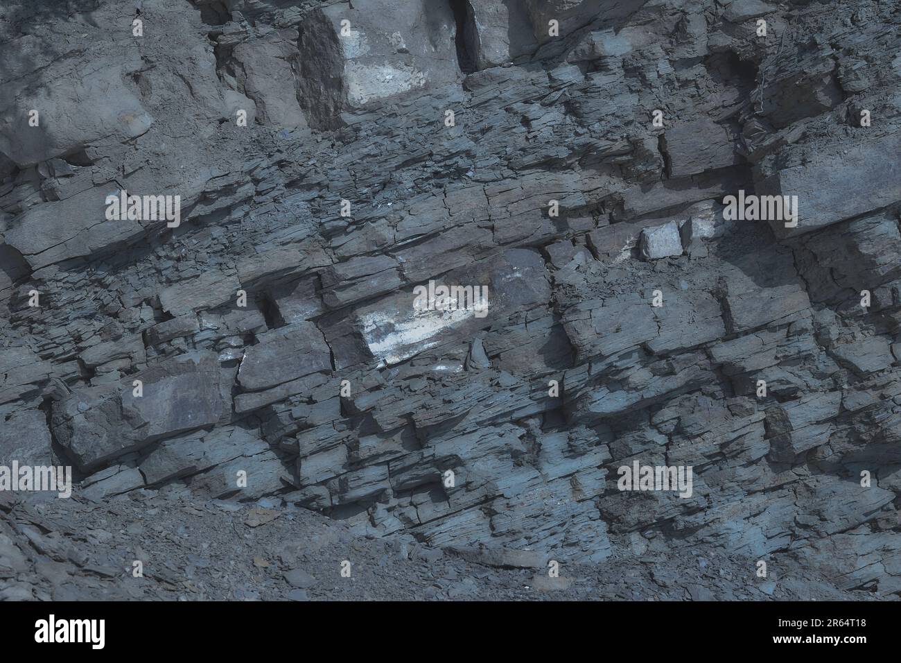 Background layers of gray stone rock formation. Evening moon light ...