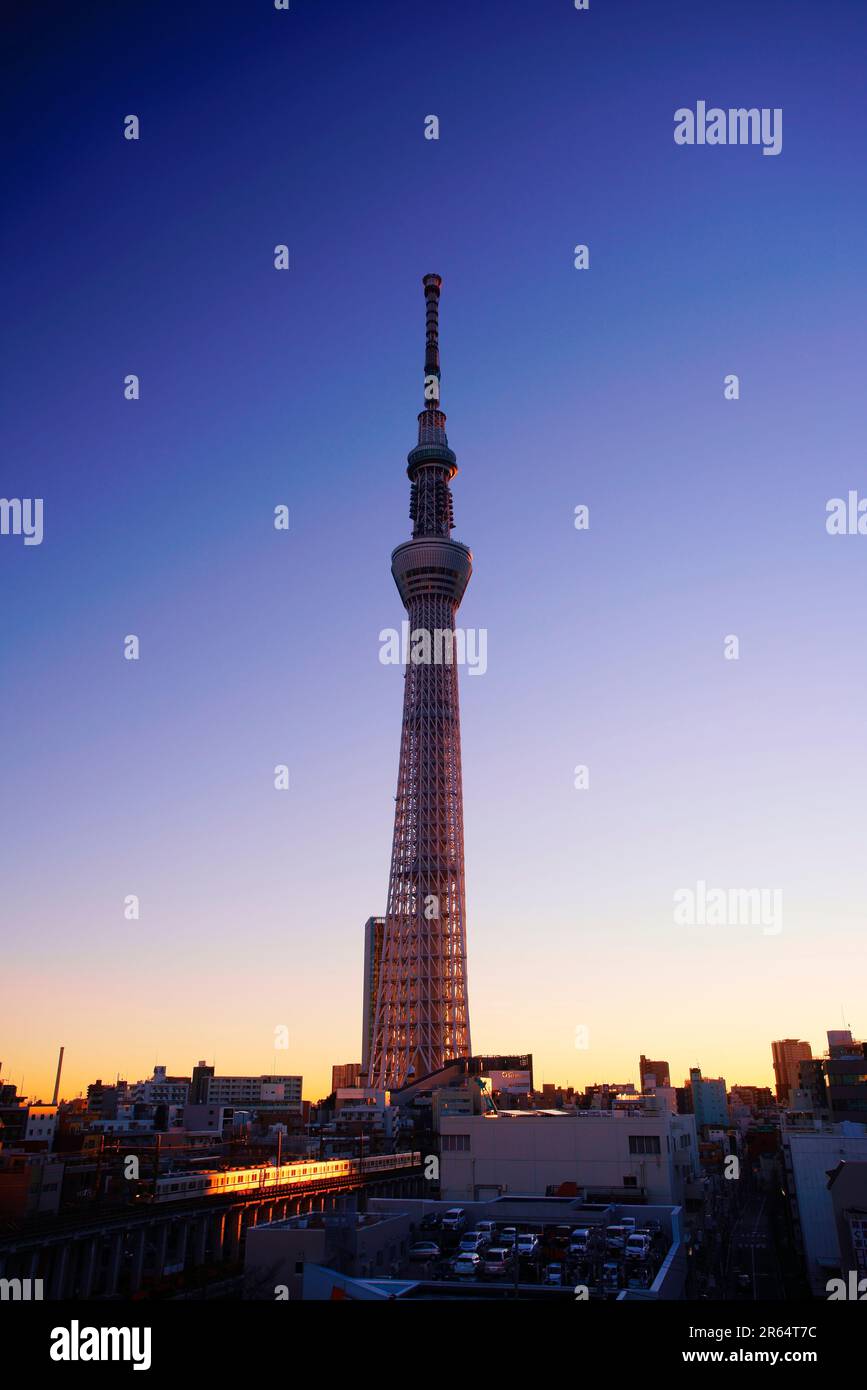 Tokyo Sky Tree in the morning and Tobu Skytree Line Stock Photo - Alamy