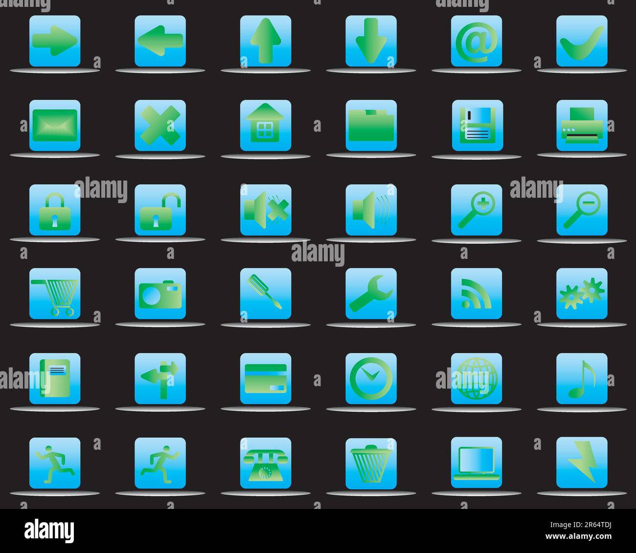 Biggest collection of different icons for using in web design Stock ...
