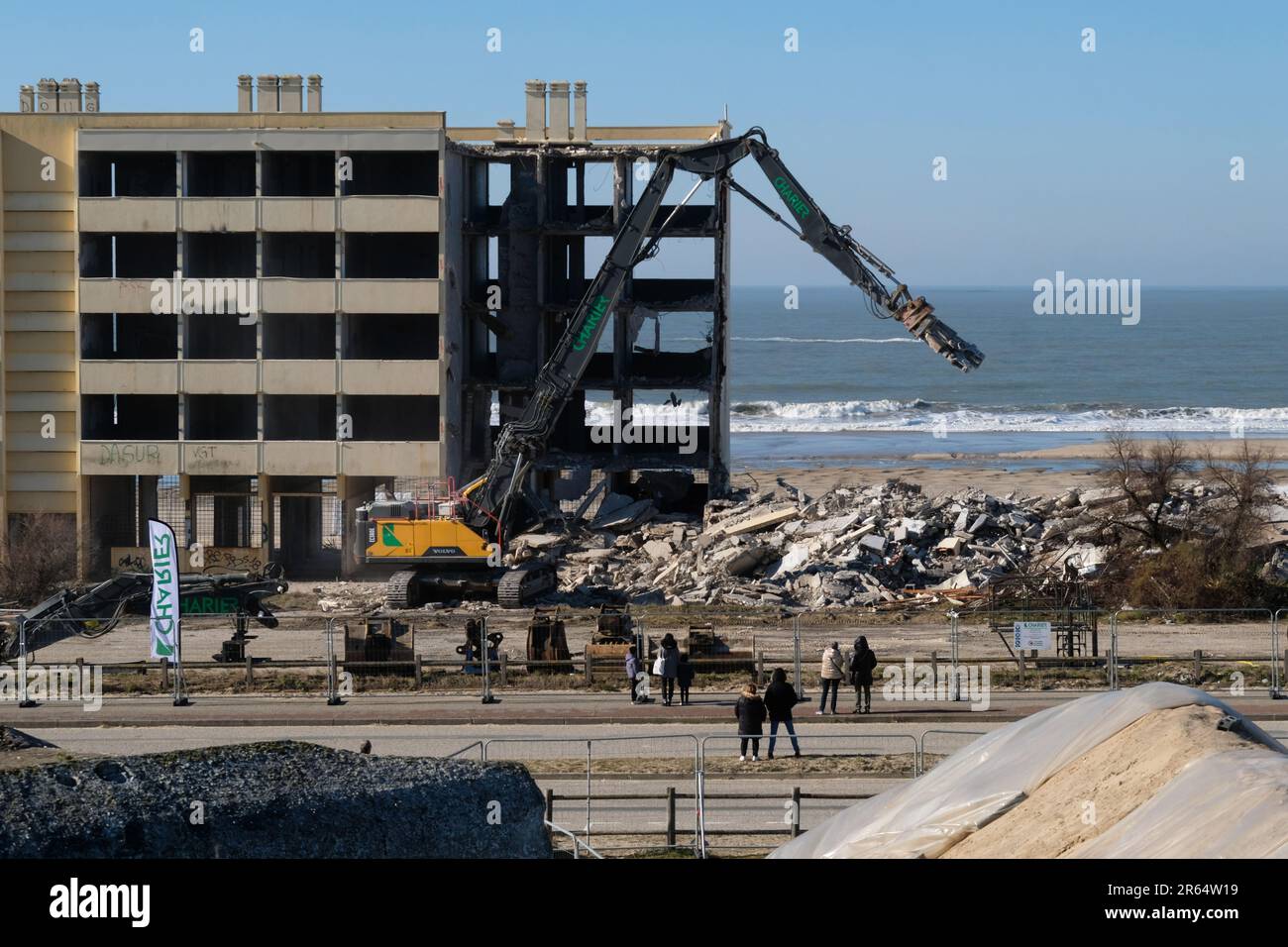 Soulac-sur-Mer (central-western France) on February 8, 2023: demolition ...