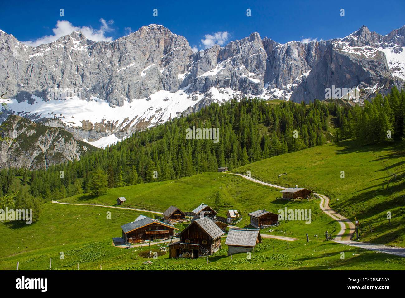 a beautiful alpine village in the Austrian Alps of the Dachstein region ...