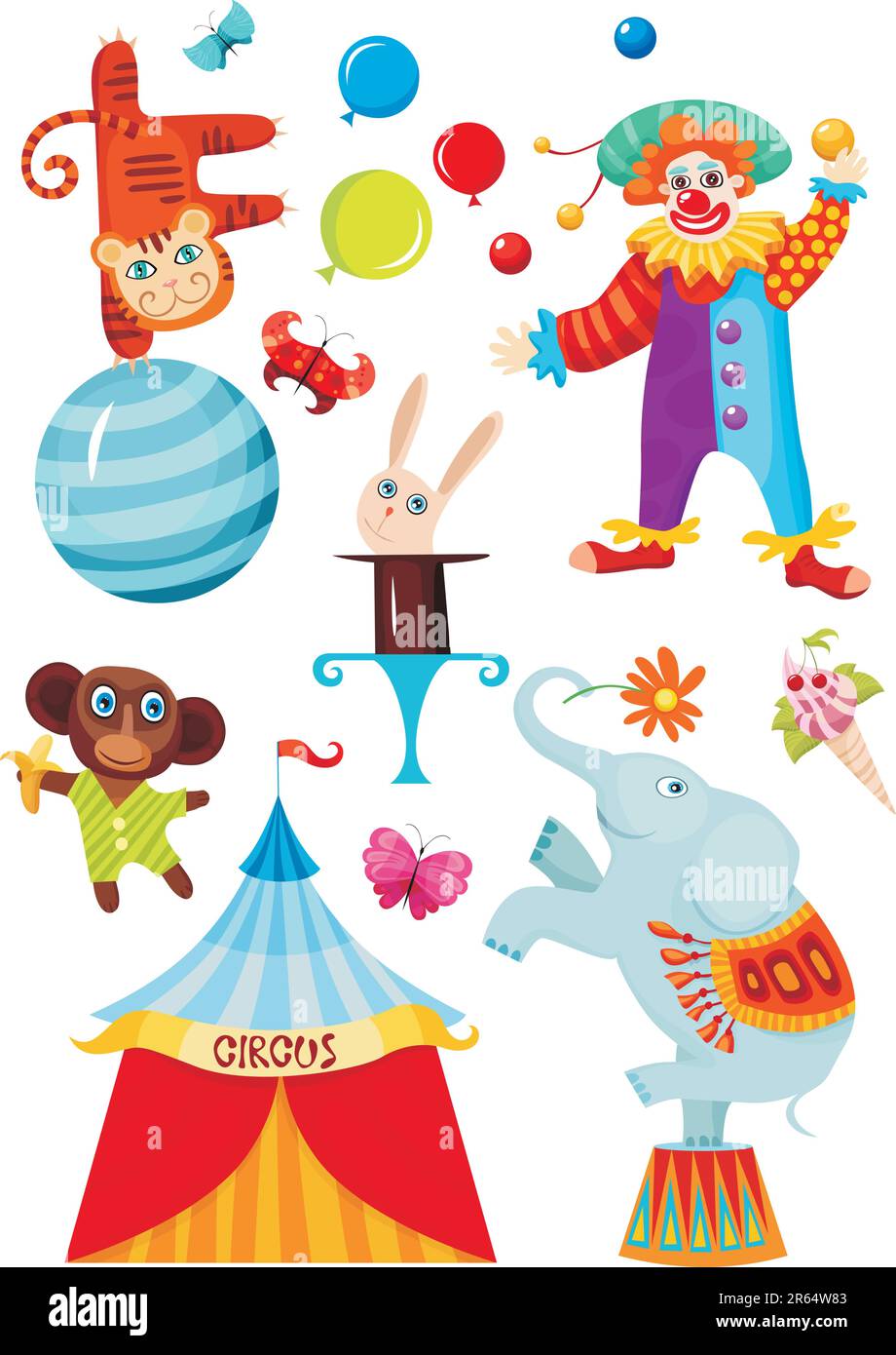 vector illustration of a circus set Stock Vector Image & Art - Alamy