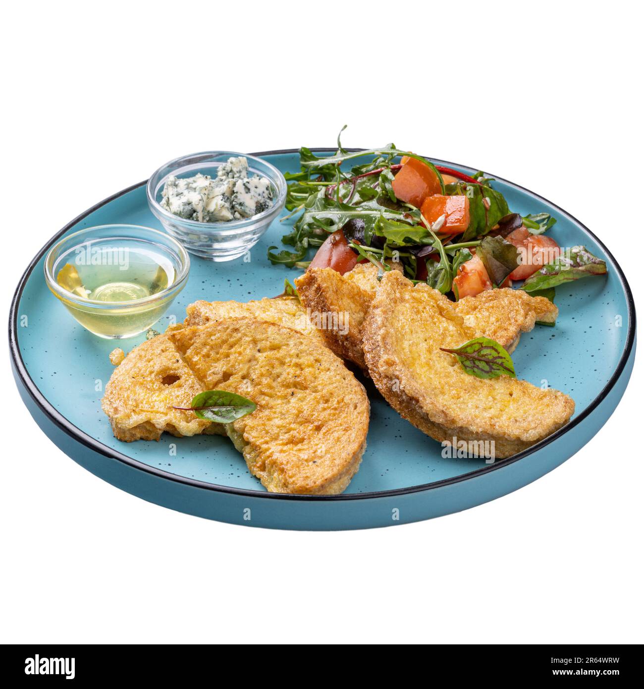 Eggy bread restaurant menu concept, sliced bread coated in lightly ...