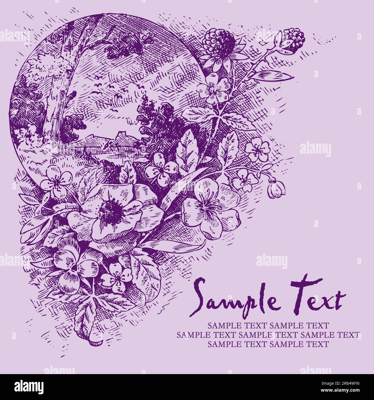 vintage card with antique engraving, scalable and editable vector ...