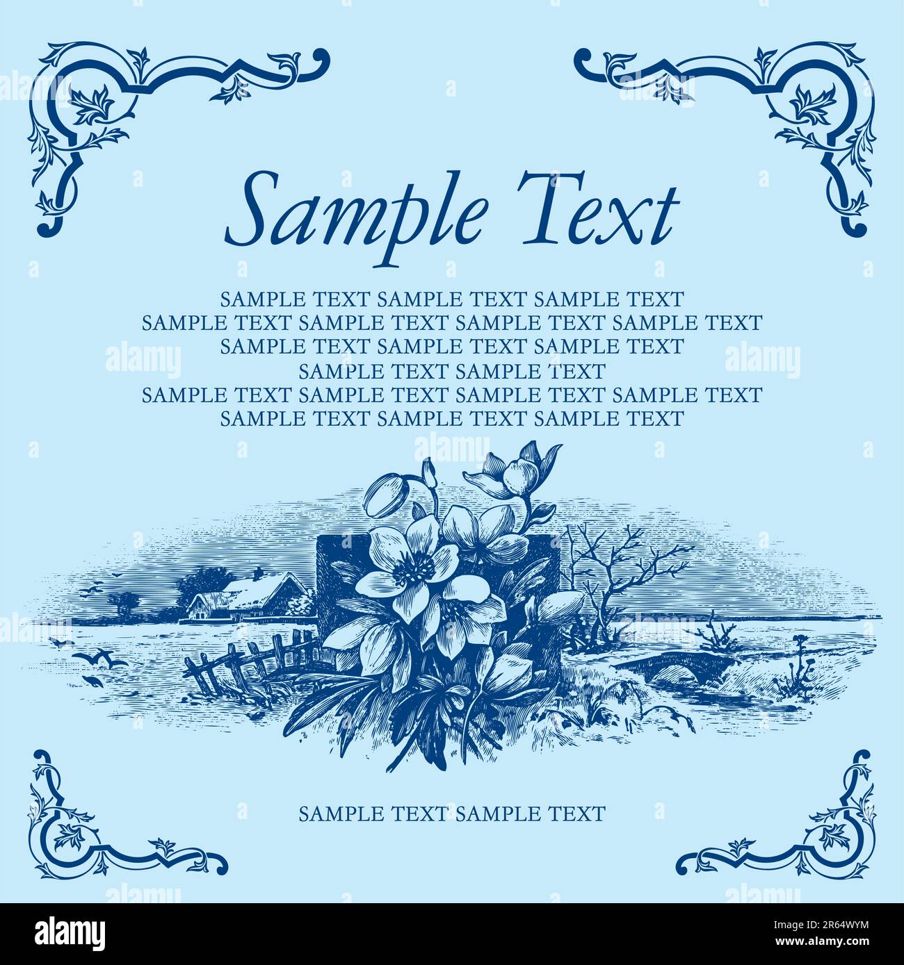 vintage card with antique engraving, scalable and editable vector ...