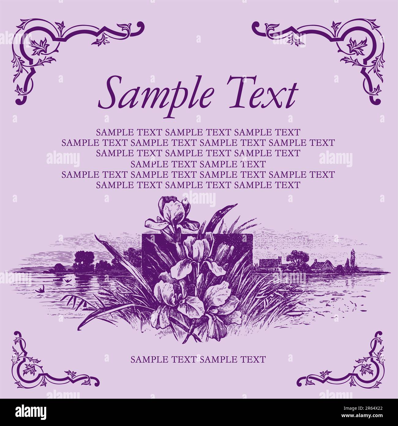 vintage card with antique engraving, scalable and editable vector ...