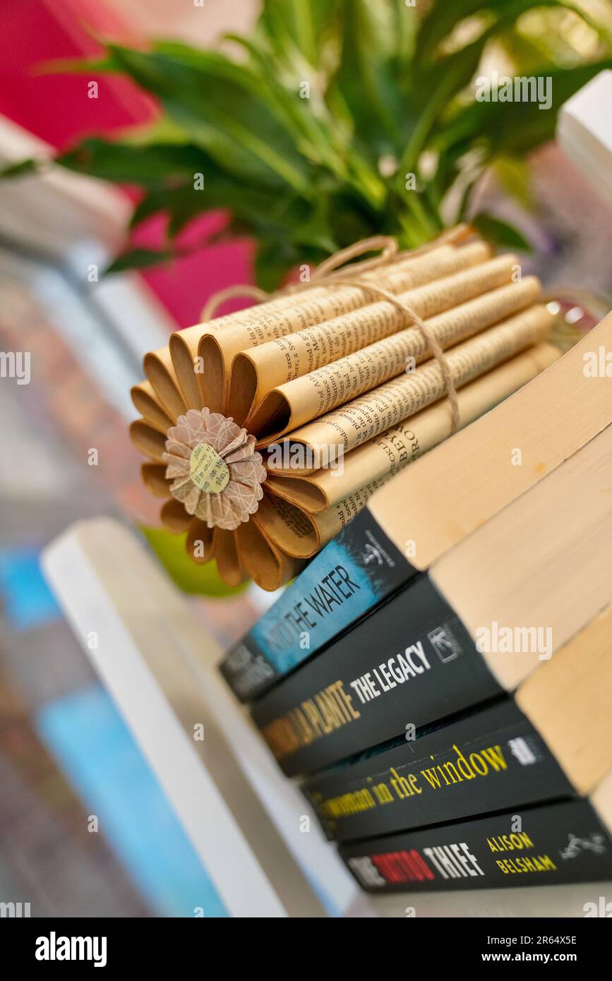 A closeup of stacked books Stock Photo - Alamy