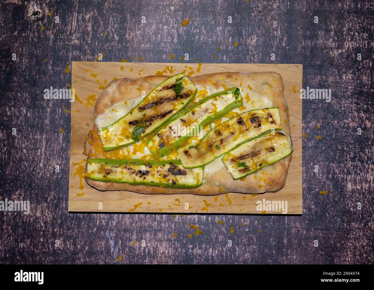 Roman pinsa, variant of the classic Italian pizza topped with grilled ...