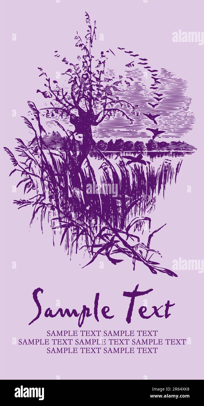 vintage card with antique engraving, scalable and editable vector ...