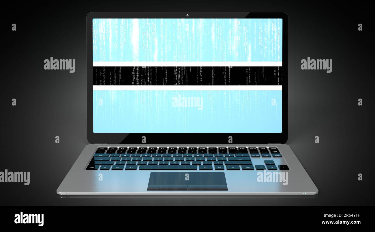 Botswana - country flag and binary code on laptop screen - 3D ...