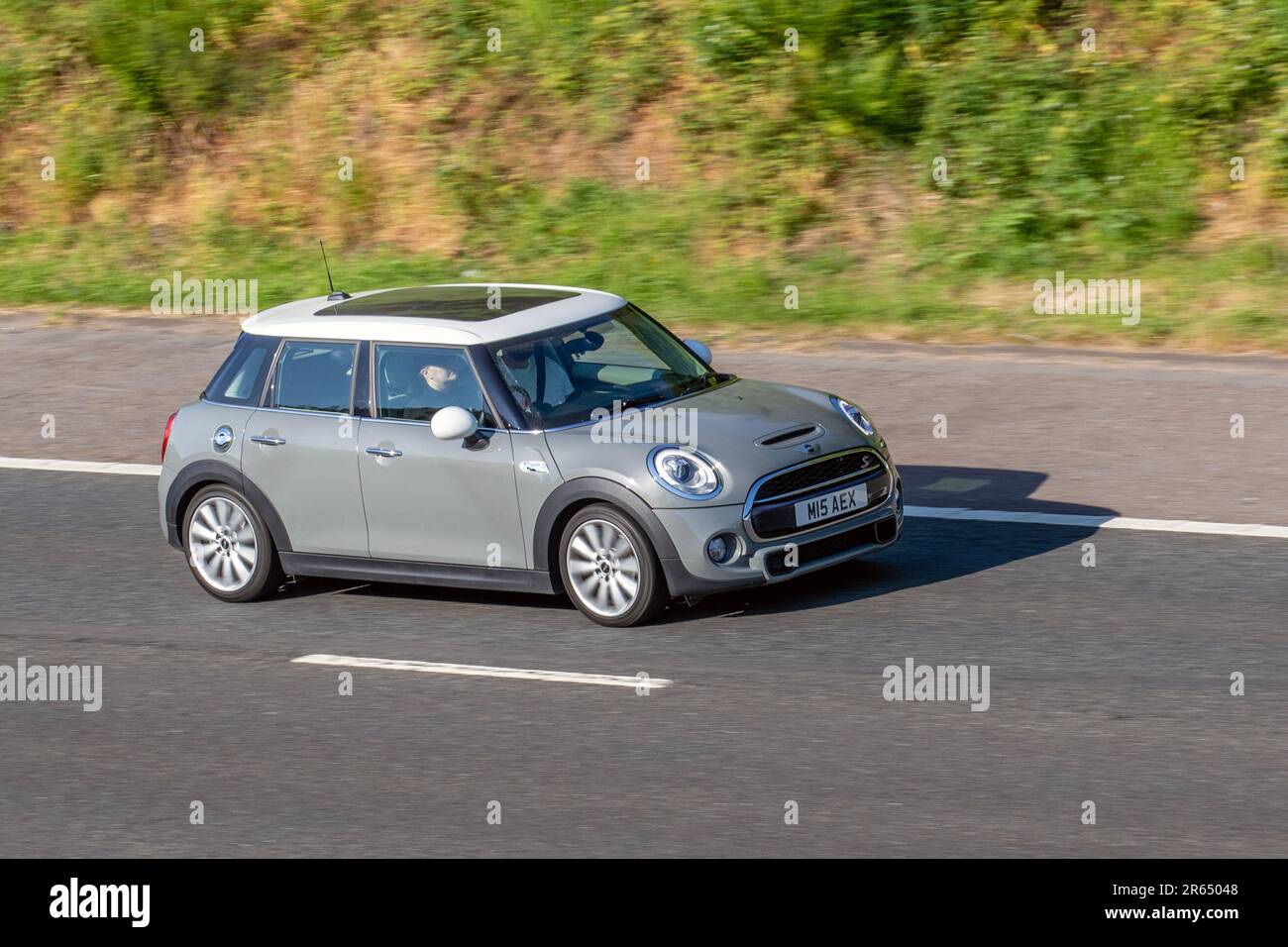 2016 Grey Mini Cooper S Auto; travelling on the M61 motorway, UK Stock ...