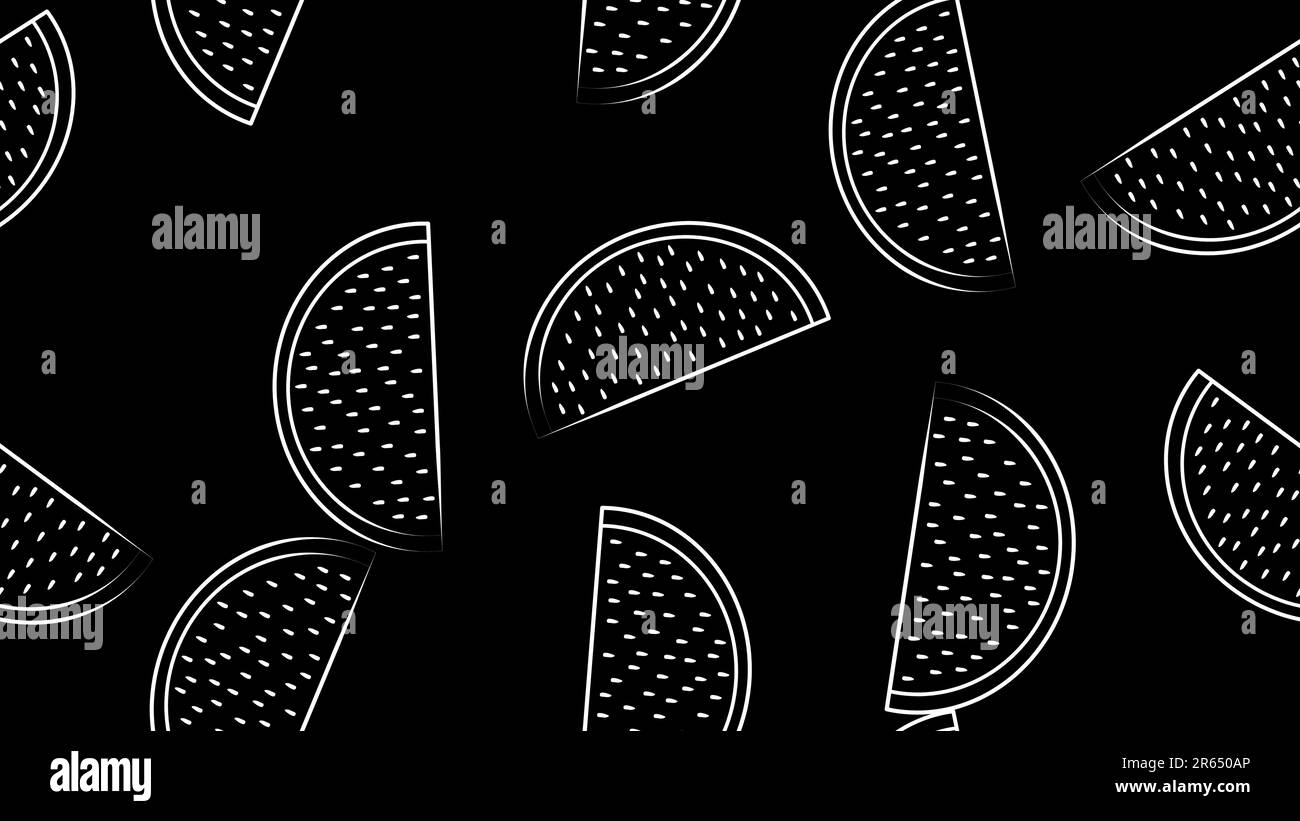 watermelon with seeds on a black background, vector illustration ...