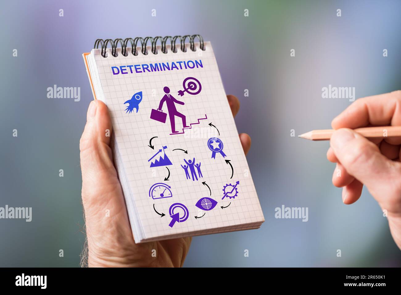 Hand drawing determination concept on a notepad Stock Photo - Alamy