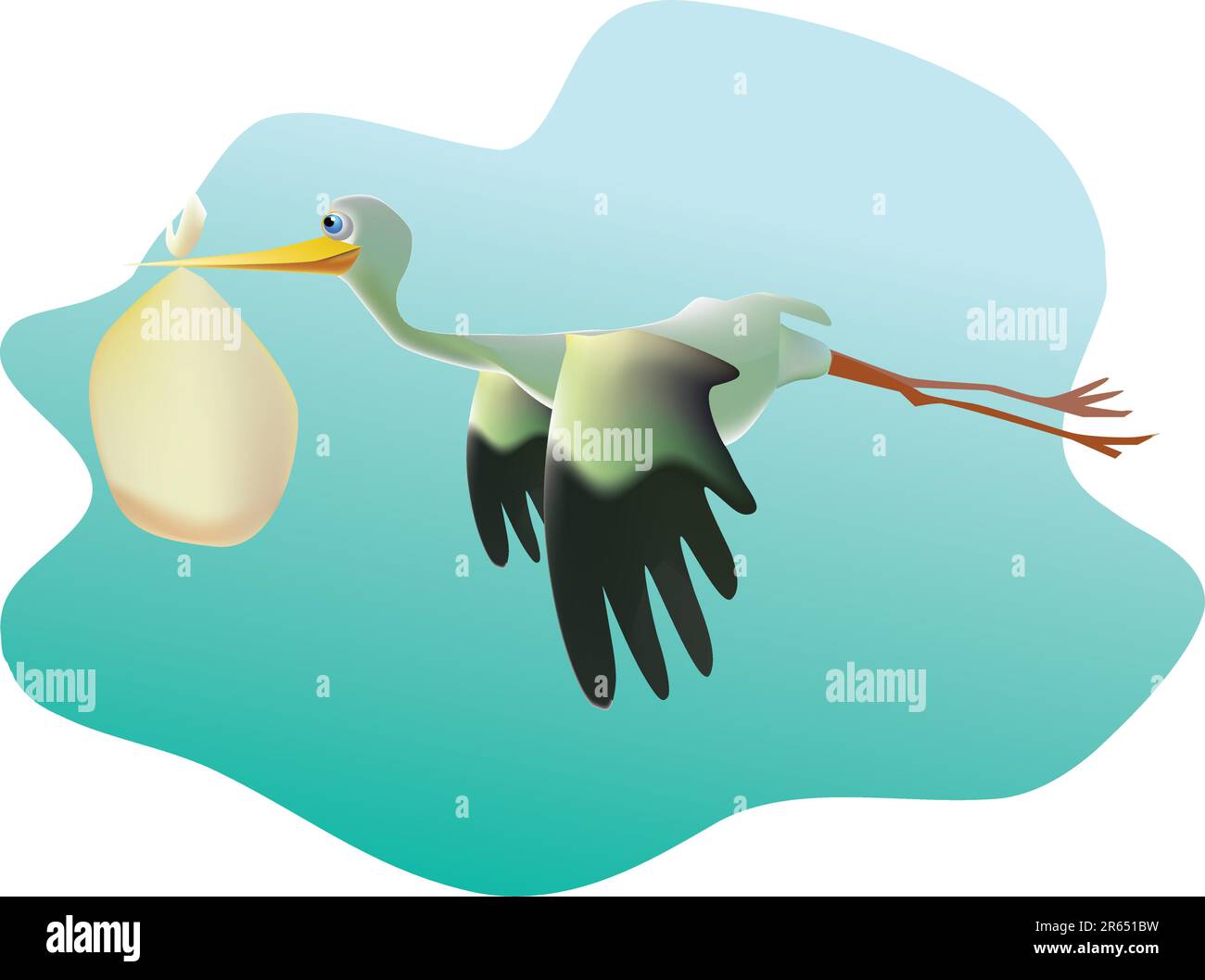 This is a vector image with stork bringing new born child which is easy ...
