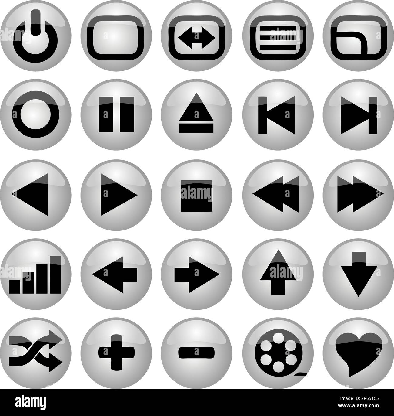 vector set of media buttons Stock Vector Image & Art - Alamy