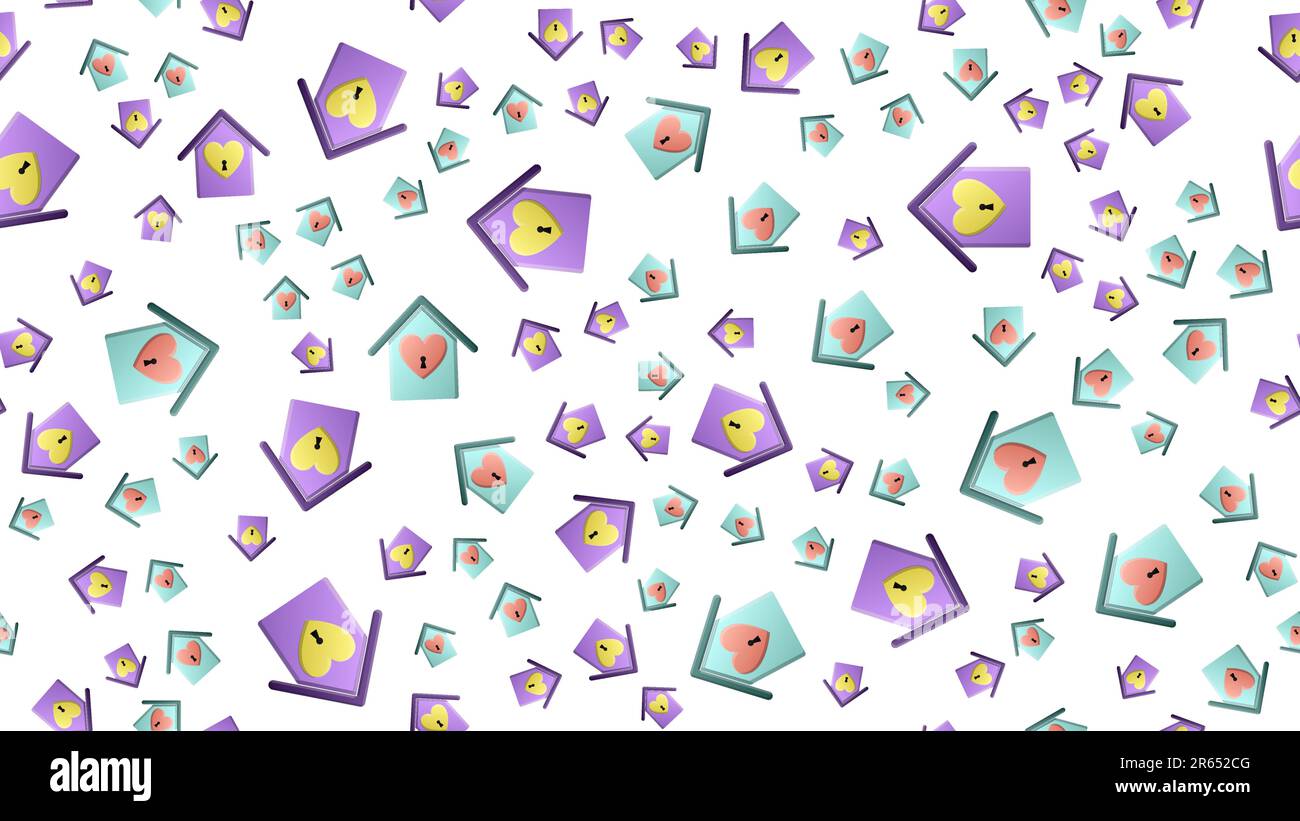 Endless seamless pattern of beautiful festive love joyful hearts in ...