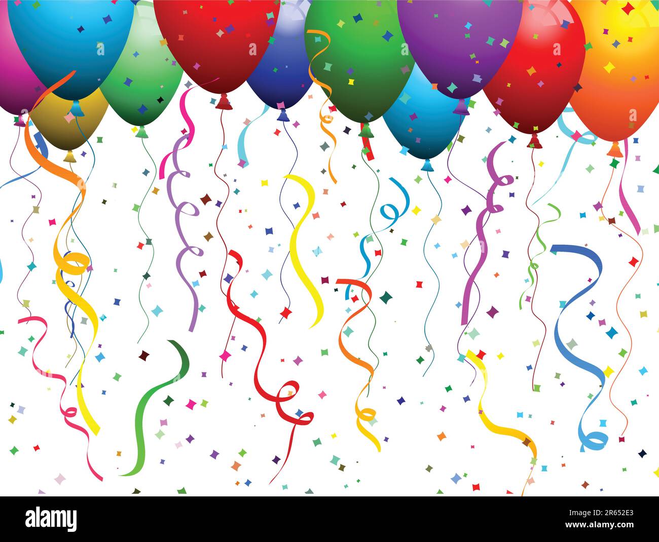 Falling confetti background with balloons Stock Vector Image & Art - Alamy