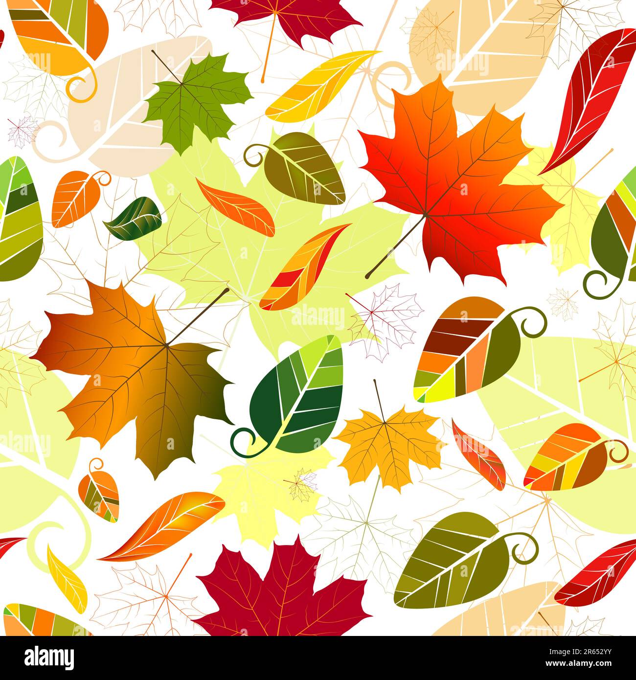 Floral seamless pattern of colorful leaves (vector Stock Vector Image ...