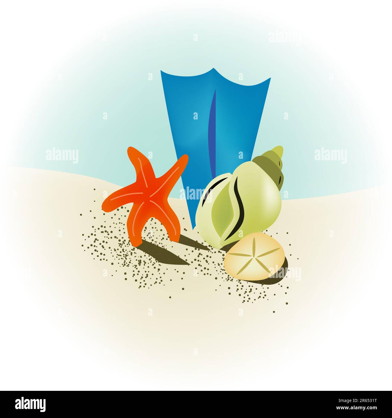 Beach Spot Illustration: sea shell swim fins Stock Vector Image & Art ...
