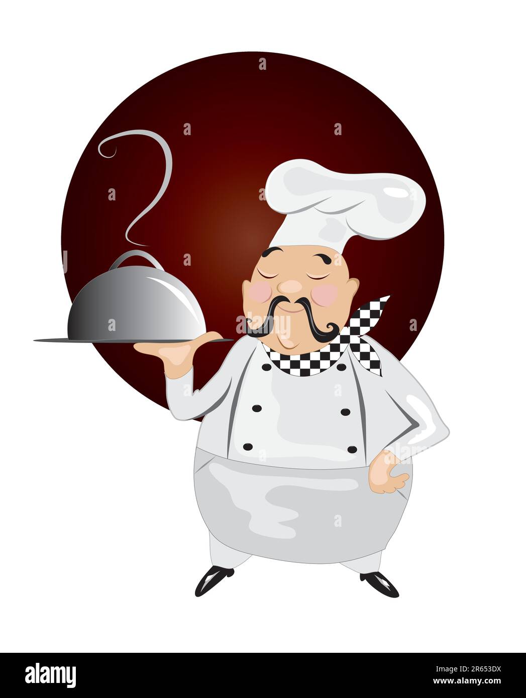 Vector illustration of chef serving meal isolated on white background ...