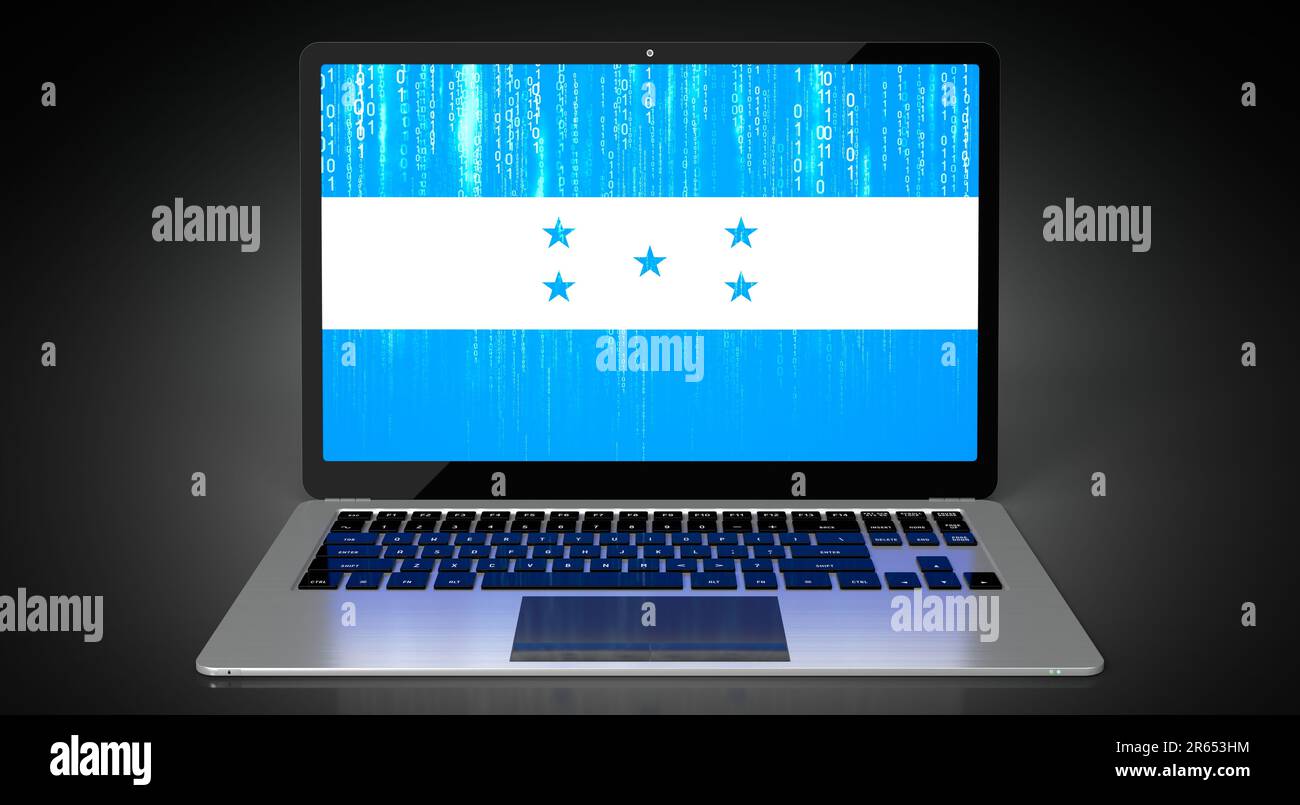 Honduras - country flag and binary code on laptop screen - 3D ...