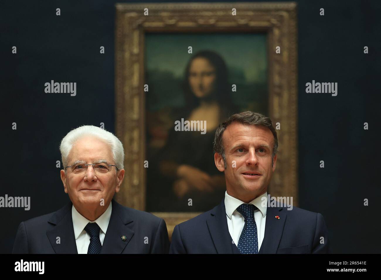 Italian President Sergio Mattarella, left, and French President ...