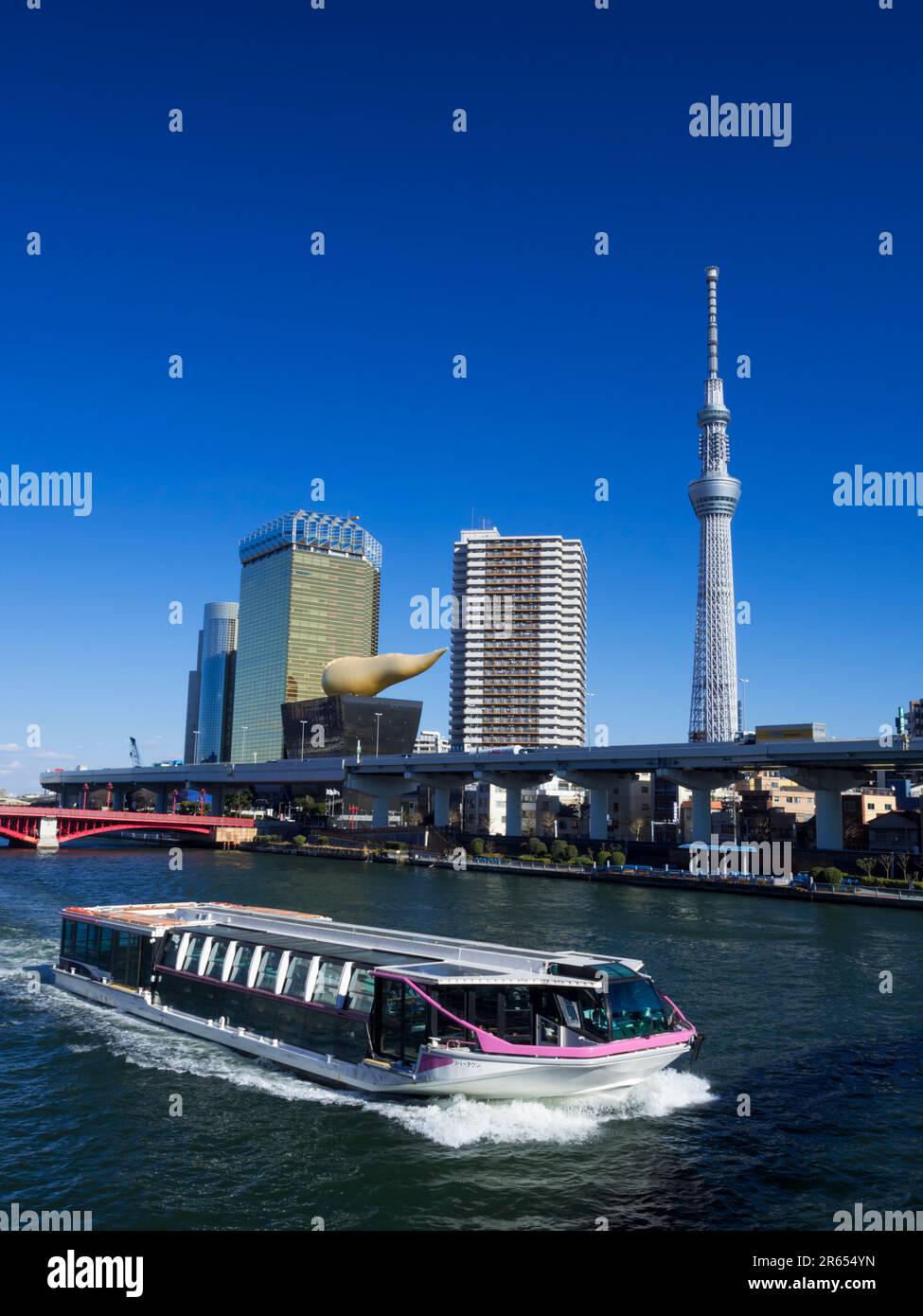 Tokyo Sky Tree and water bus Stock Photo - Alamy