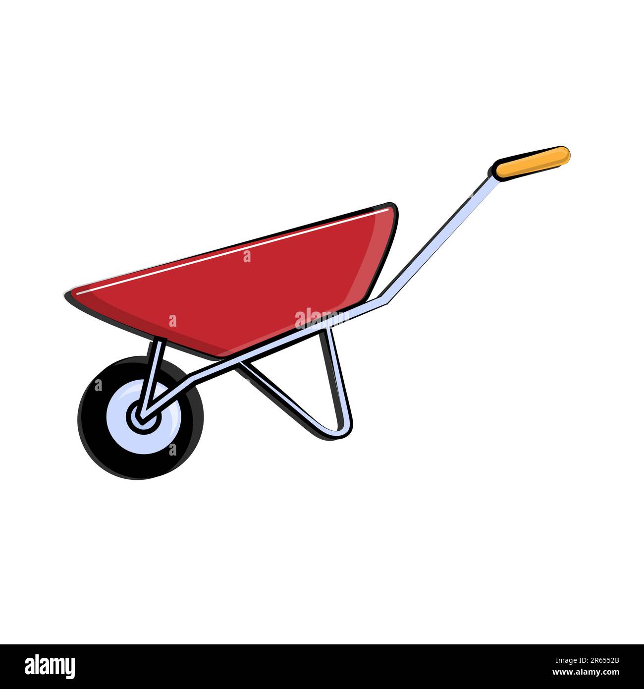Construction red-and-blue icon of a single-wheeled trolley with one ...