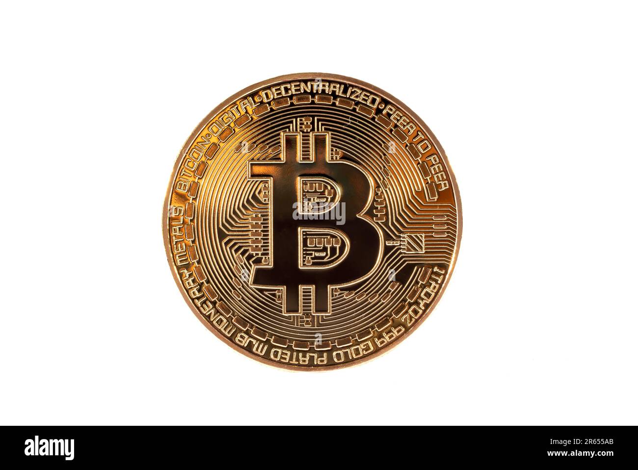 Golden physical bitcoin on Cut Out Stock Images & Pictures - Alamy
