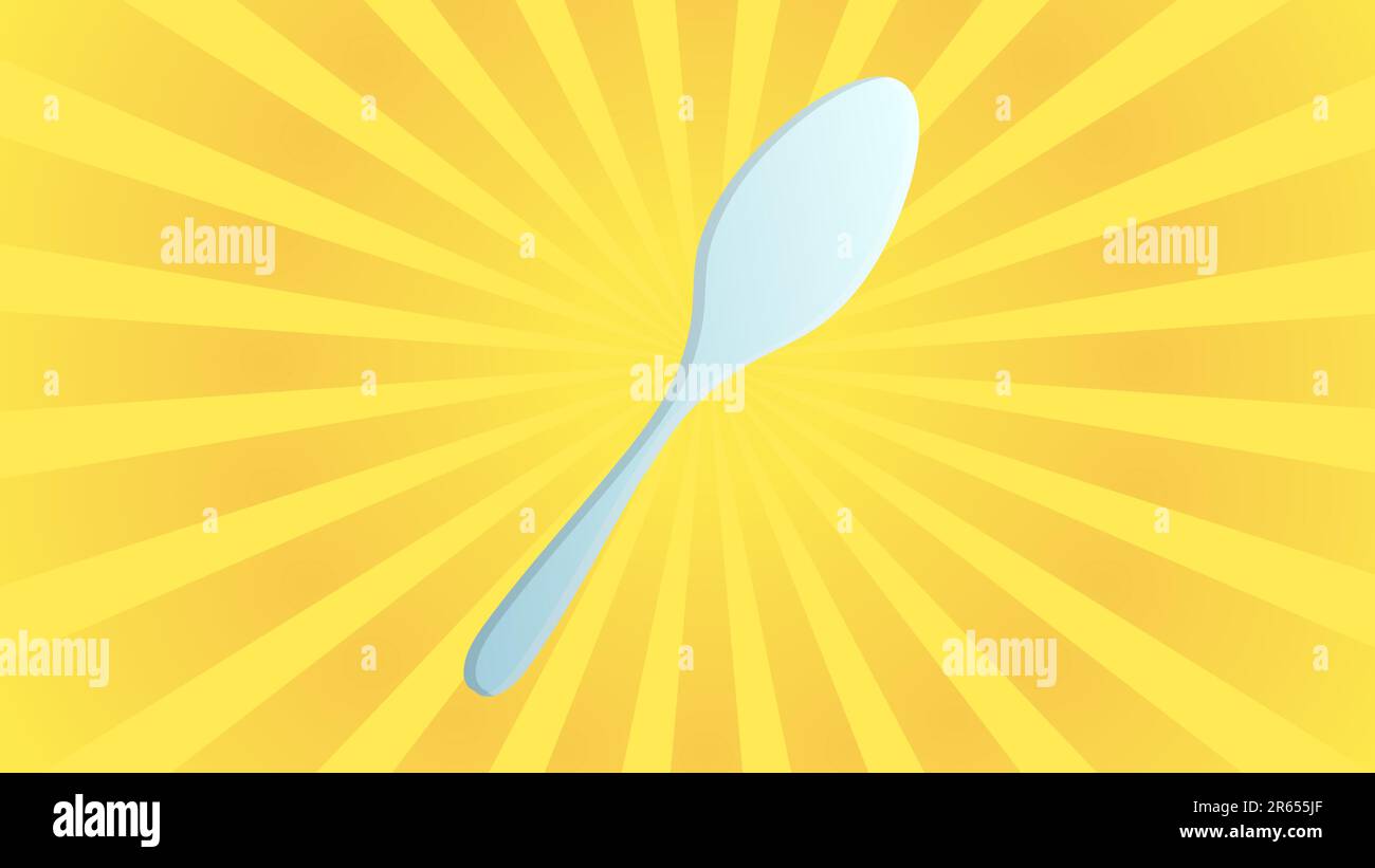 Spoon. Vector. White icon on red sun with rays as background. Isolated ...