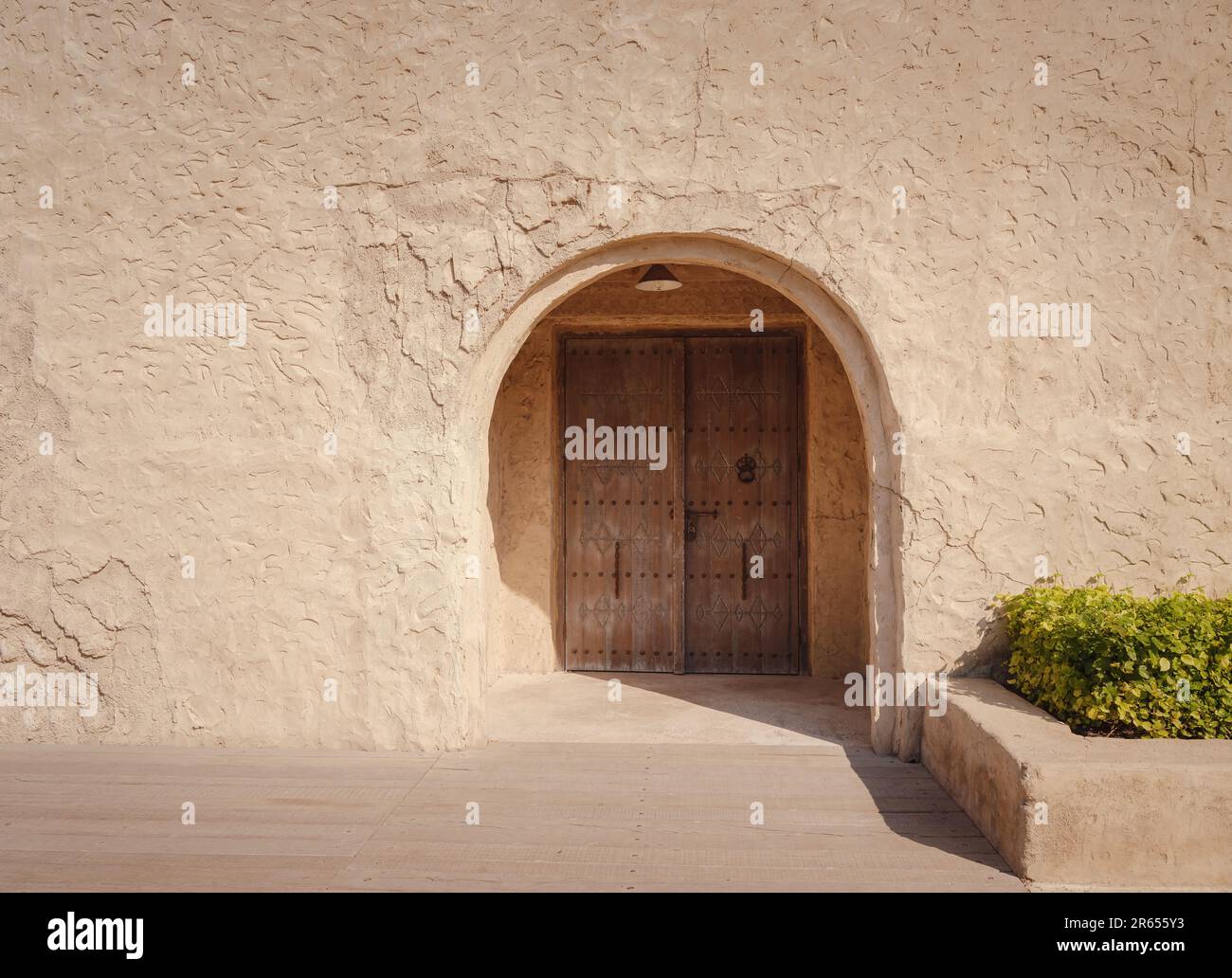 Al seef old historical district with traditional Arabic architecture. old buildings and ...