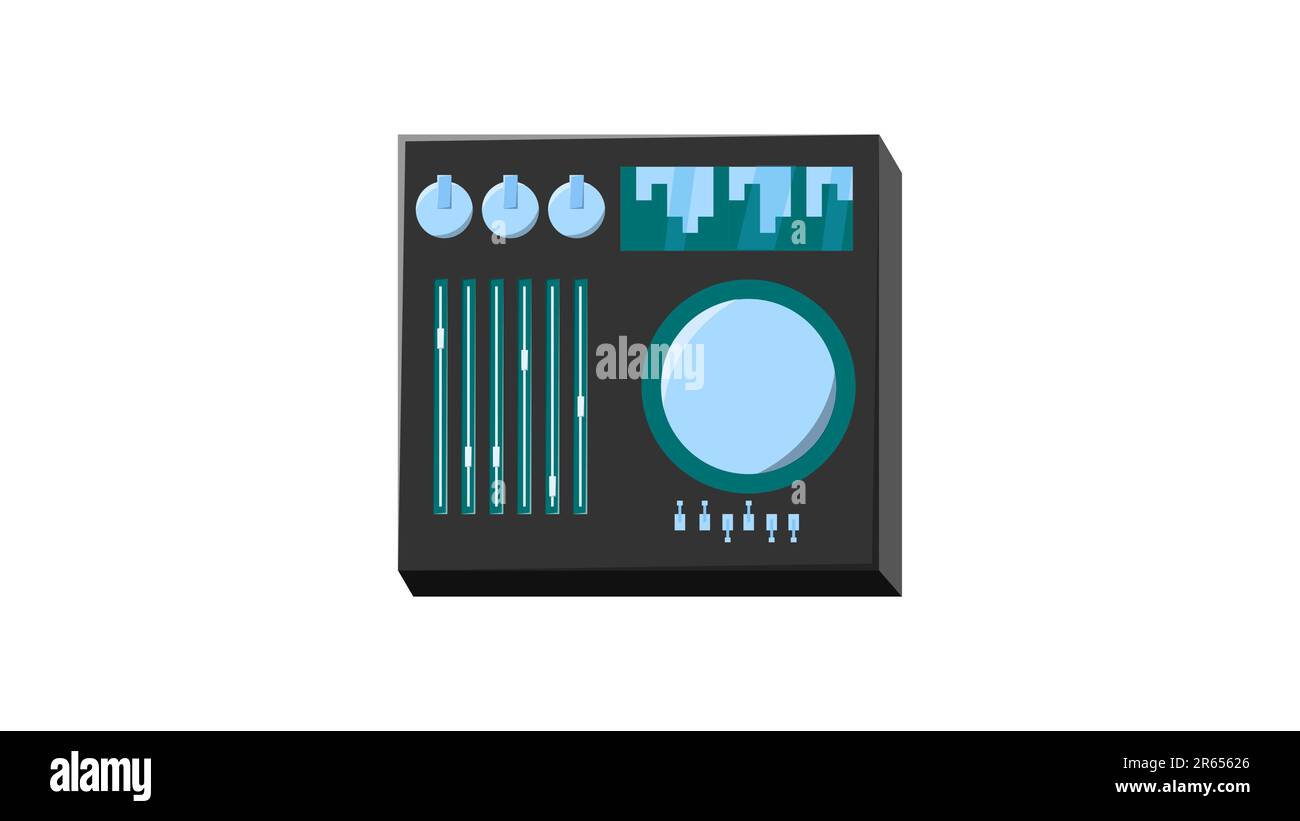 Old retro vintage isometry green audio music equipment vinyl dj board ...