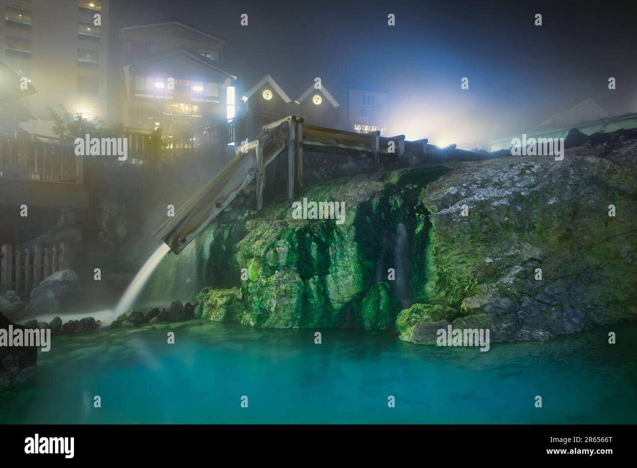 Kusatsu Onsen Yubatake and Onsen Street Stock Photo - Alamy