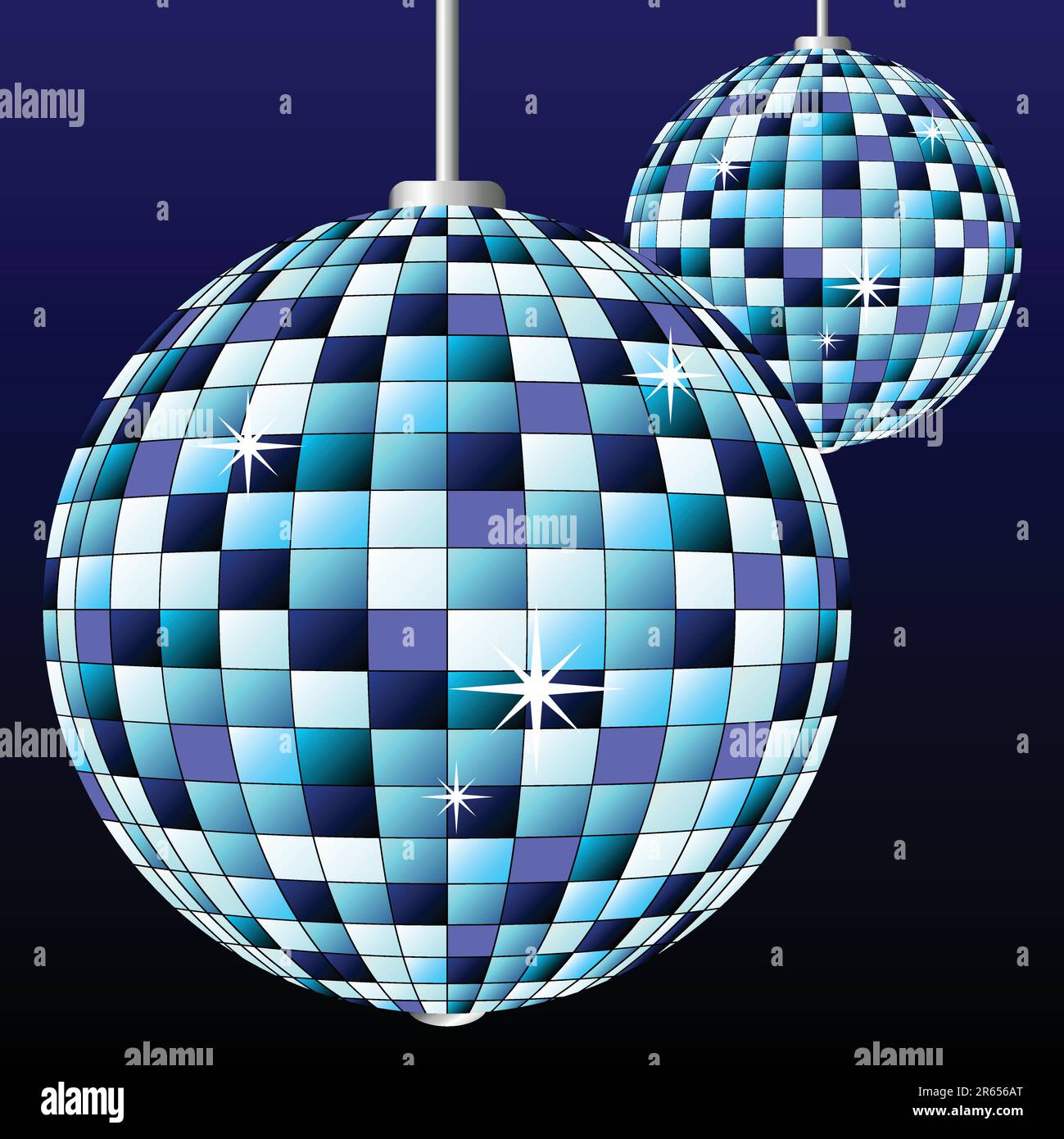 Disco mirror balls over black and blue background Stock Vector Image ...