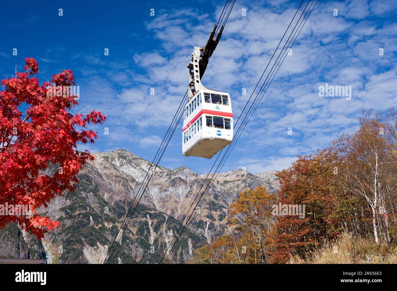 Autumn Leaves and Shin Hotaka Ropeway Stock Photo - Alamy