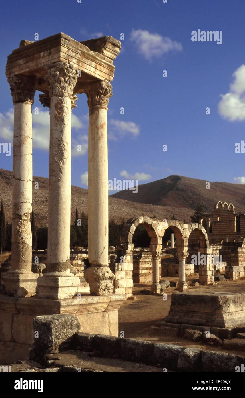 Middle east, Lebanon, Bekaa valley, Aanjar, Umayyad remains Stock Photo ...