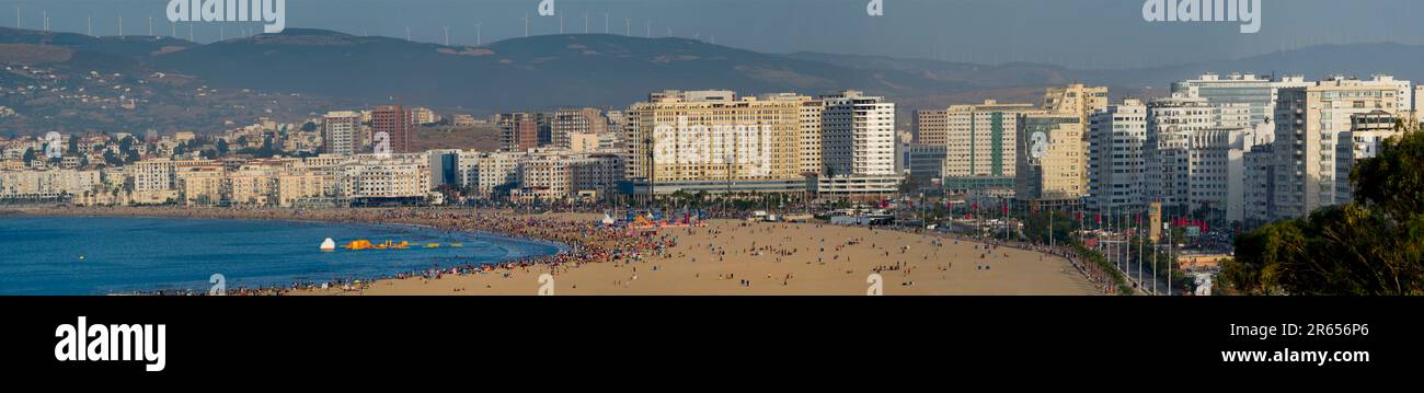 Morocco, Tangier beach panorama Stock Photo - Alamy