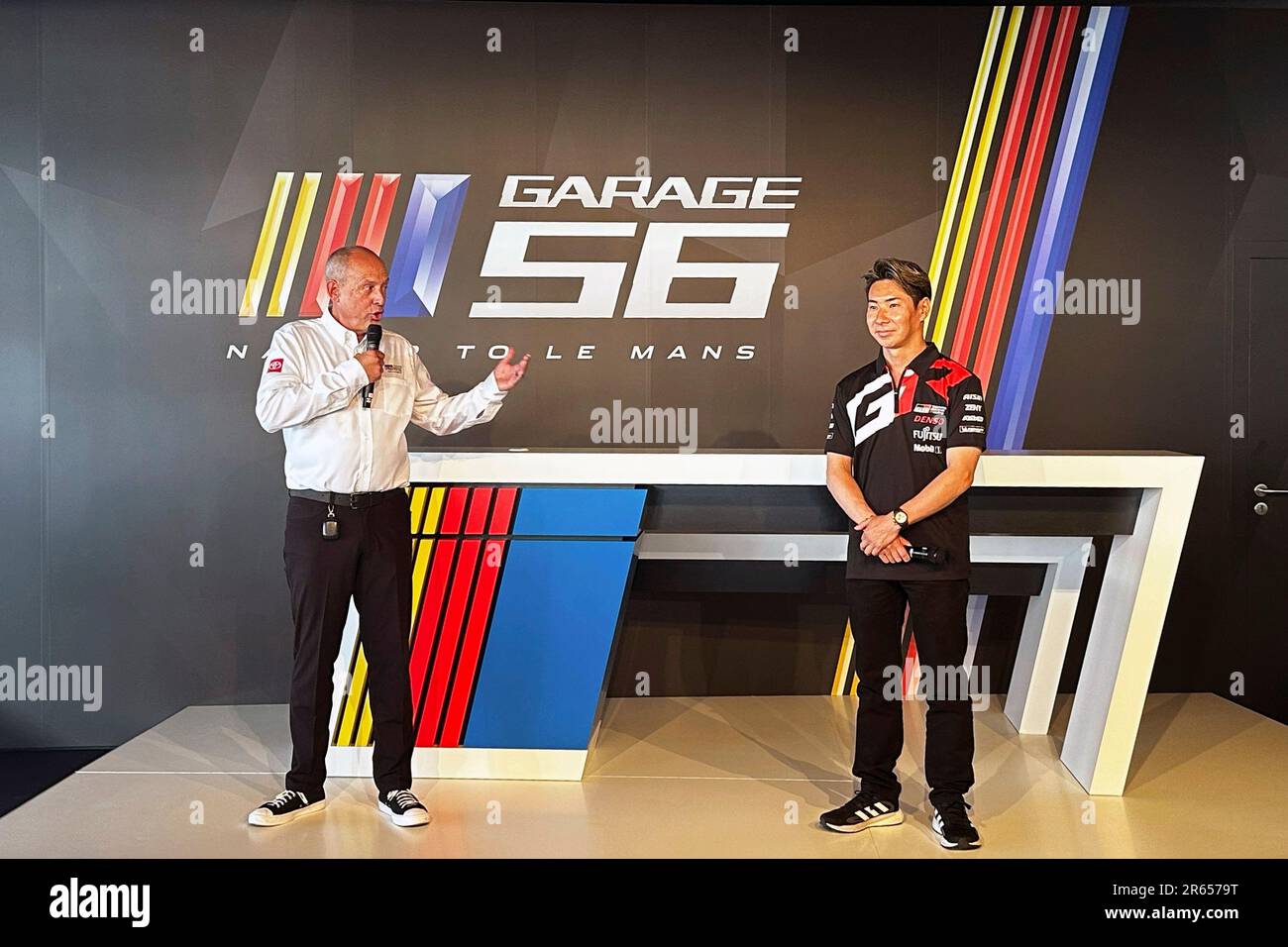 David Wilson, left, president of TRD USA, gestures towards Kamui ...