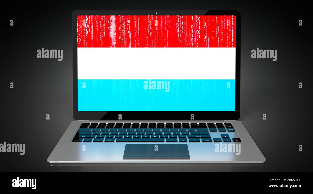 Luxembourg - country flag and binary code on laptop screen - 3D ...