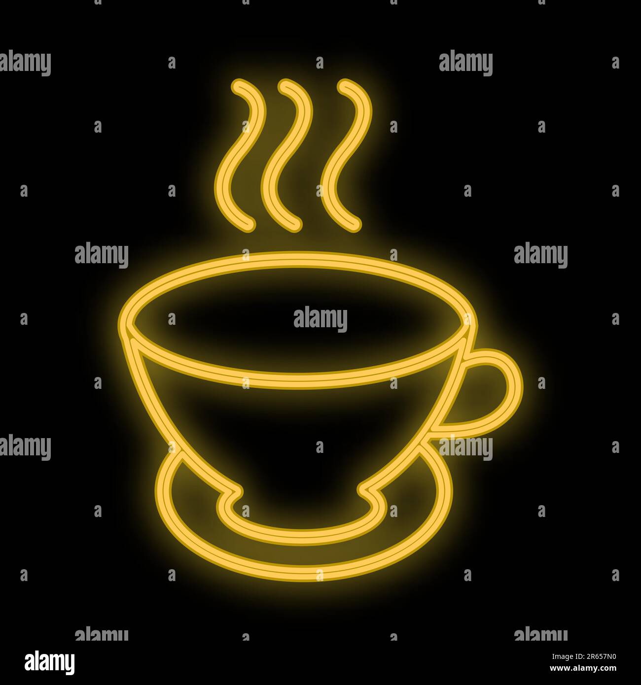 Bright luminous yellow neon sign for cafe bar restaurant pub beautiful ...