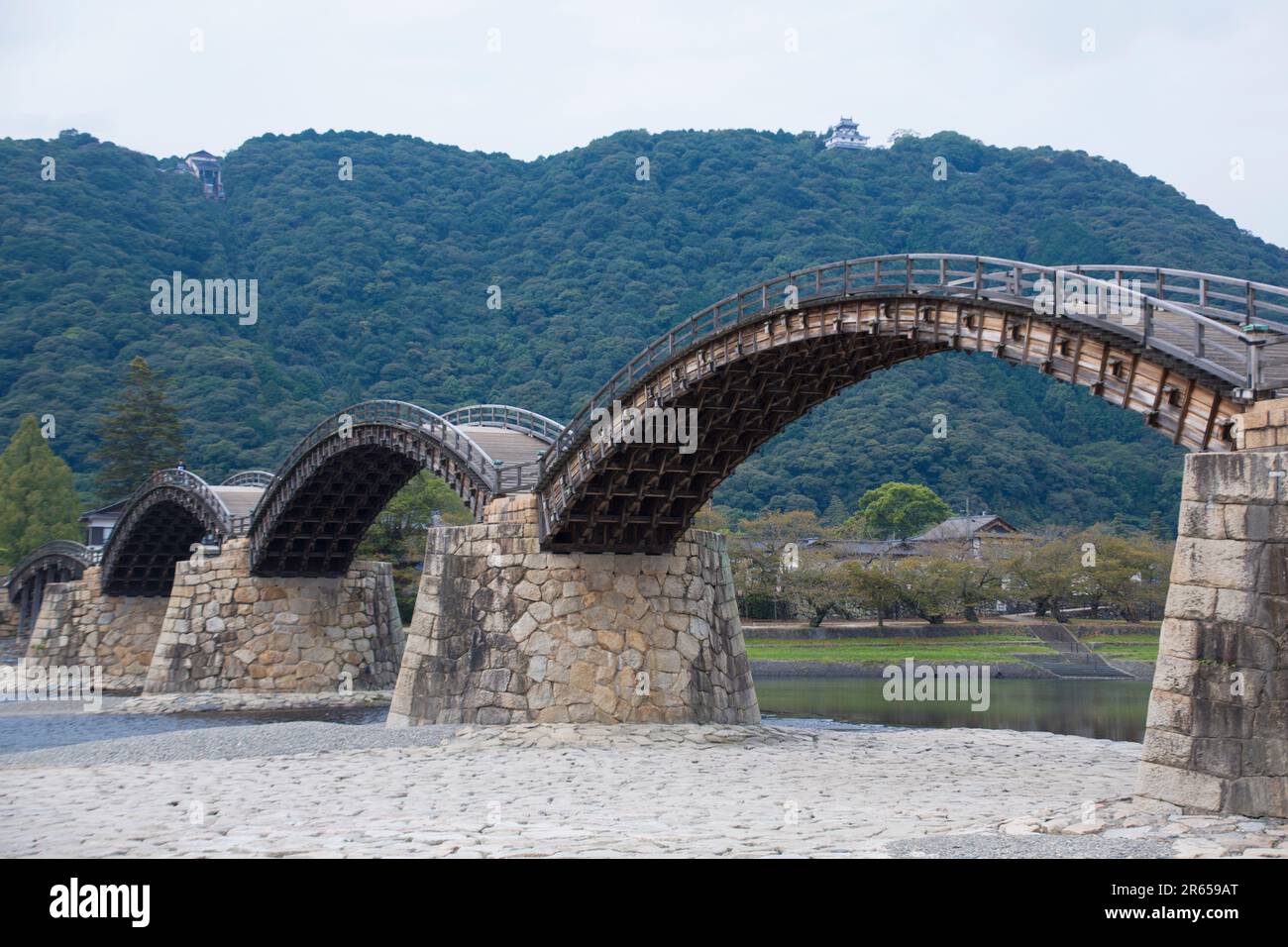 Kintai Bridge in Iwakuni and Nishiki River Stock Photo - Alamy
