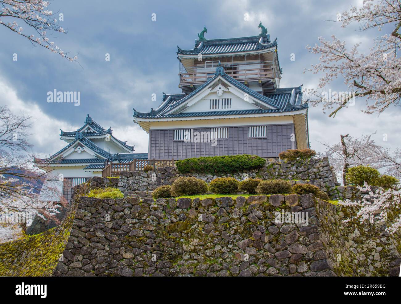 The large and small keep of Ono Castle Stock Photo - Alamy