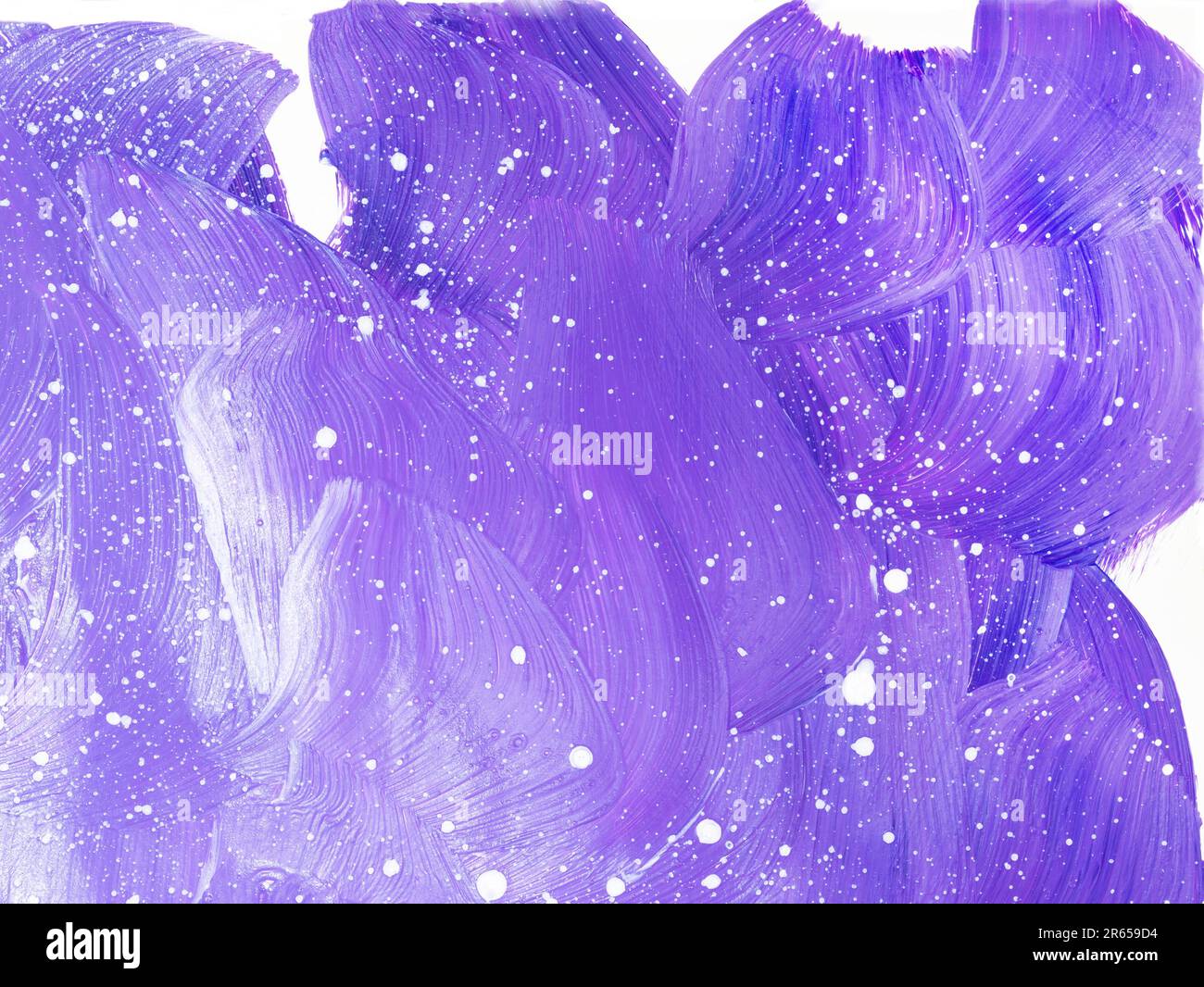 Abstract original painting. Hand drawn, starry purple sky, nebula ...